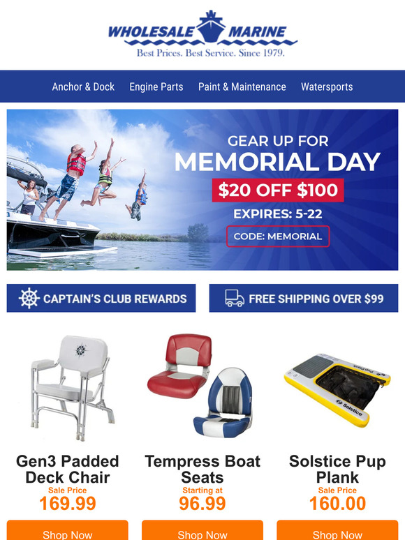 Wholesale Marine: Memorial Day Sale - $20 OFF $100 | Milled