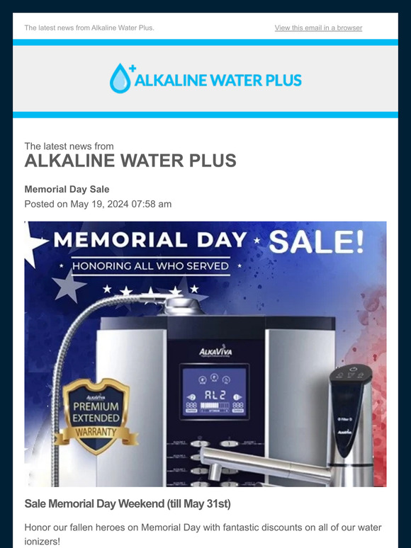 Alkaline Water Plus: The Alkaline Water Ionizer Store: Memorial Day ...