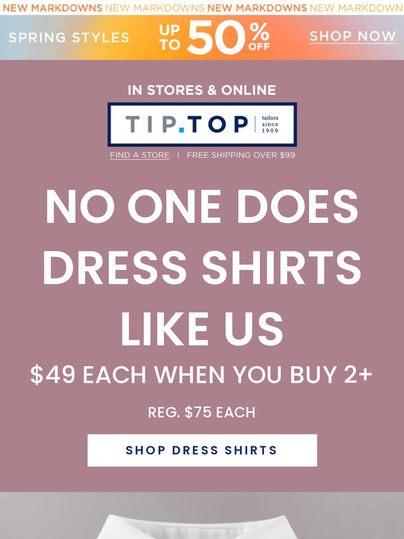 Tip Top Tailors: Our Most Iconic Shirt From Only $49 | Milled