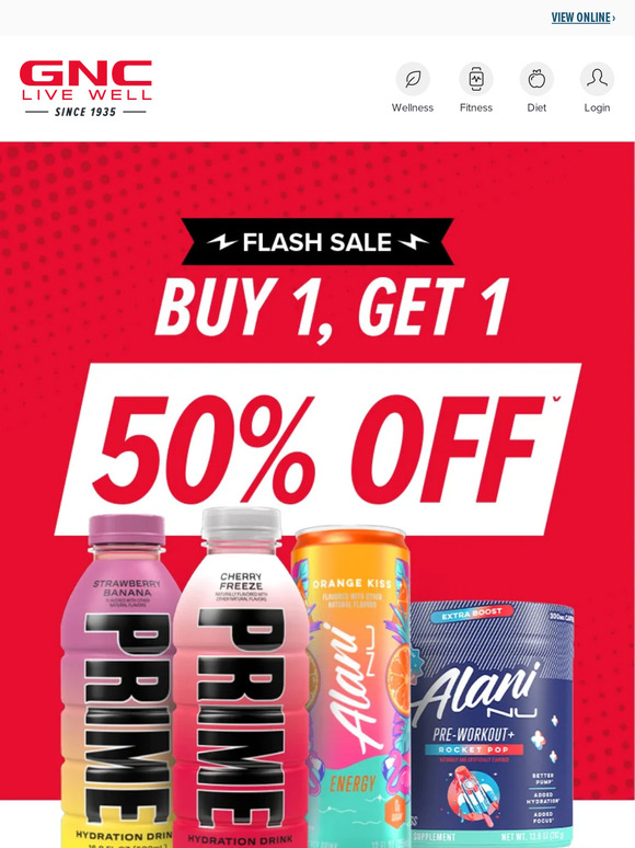GNC: Discover PRIME & Alani Nu Sale -> Your Monday update: Save on ...