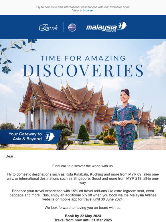 Malaysia Airlines: Final call for amazing discoveries. | Milled