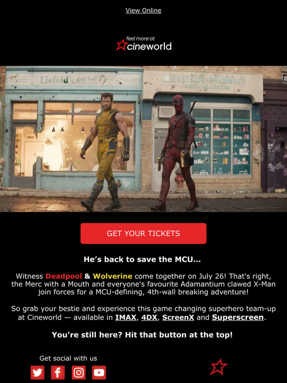 Cineworld: DEADPOOL & WOLVERINE IS ON SALE NOW 💛 | Milled