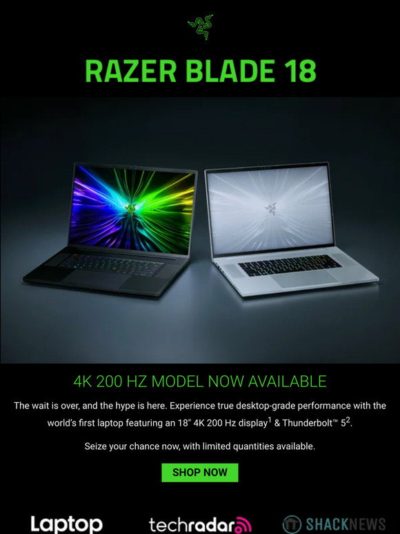 Razer: Just Dropped: Razer Blade 18 4K 200 Hz Model | Milled