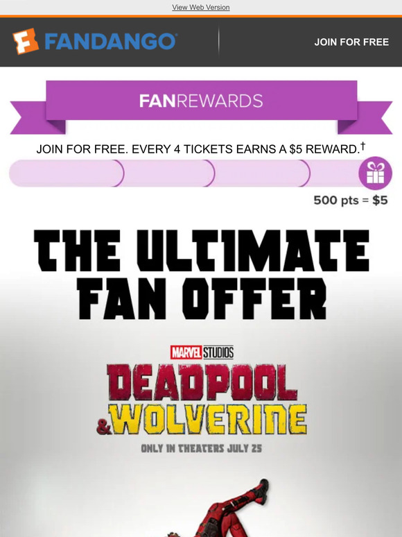 Fandango: Deadpool & Wolverine | Get Tickets | Milled