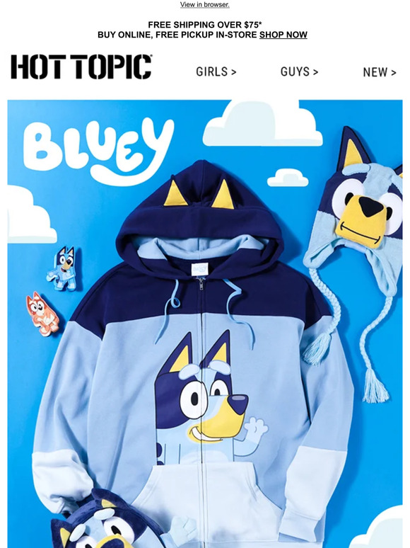 Hot Topic: We’ve got Bluey merch 💙 Yes, for real life! | Milled