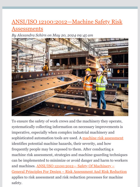 ANSI: New from the ANSI Blog: ANSI/ISO 12100:2012—Machine Safety Risk ...