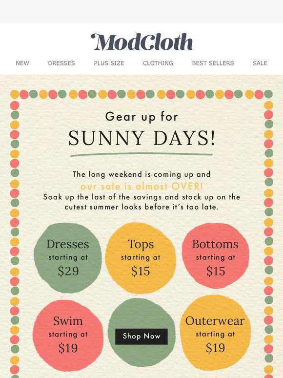 Modcloth: The End Is HERE ⛱️ Looks for as Low as $15 | Milled