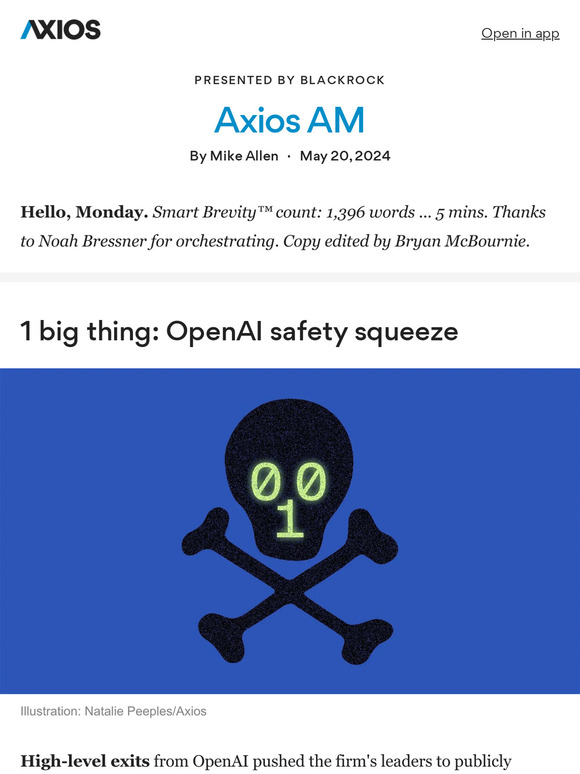 Axios: 🤖 Axios AM: AI safety squeeze | Milled