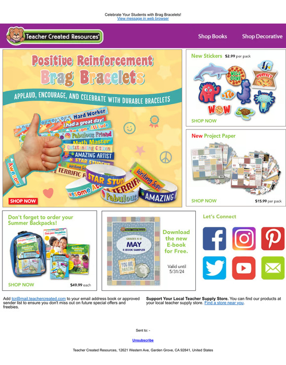 Teacher Created Resources: Celebrate Your Students with Brag Bracelets ...