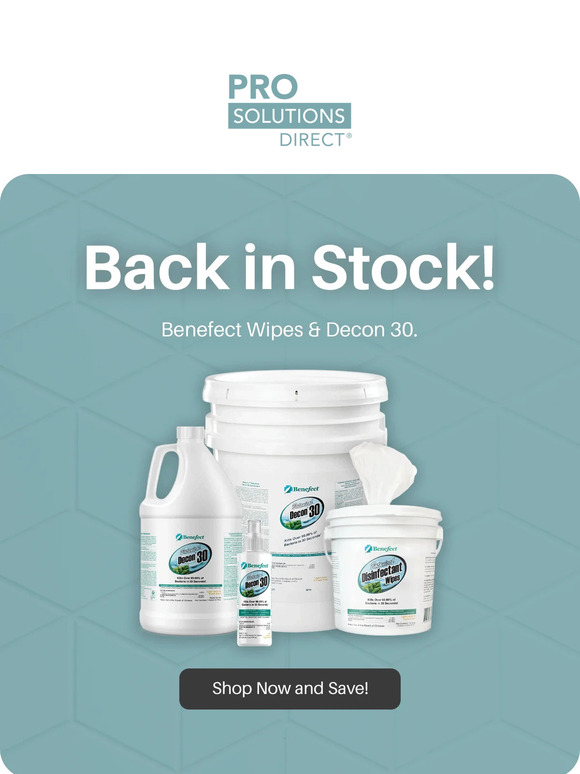 Pro Solutions: Back in Stock: Benefect Wipes & Decon 30 – Save Up to ...