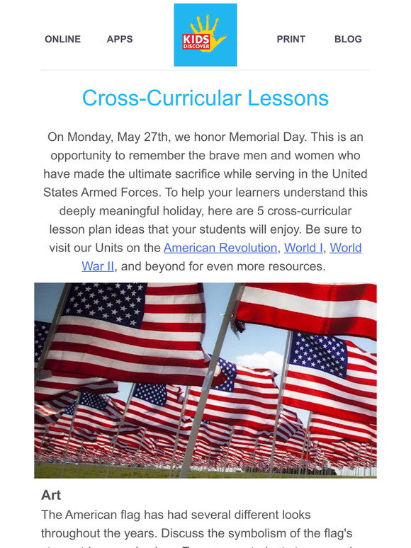 Kids Discover: 5 Cross-Curricular Lesson Ideas for Memorial Day | Milled