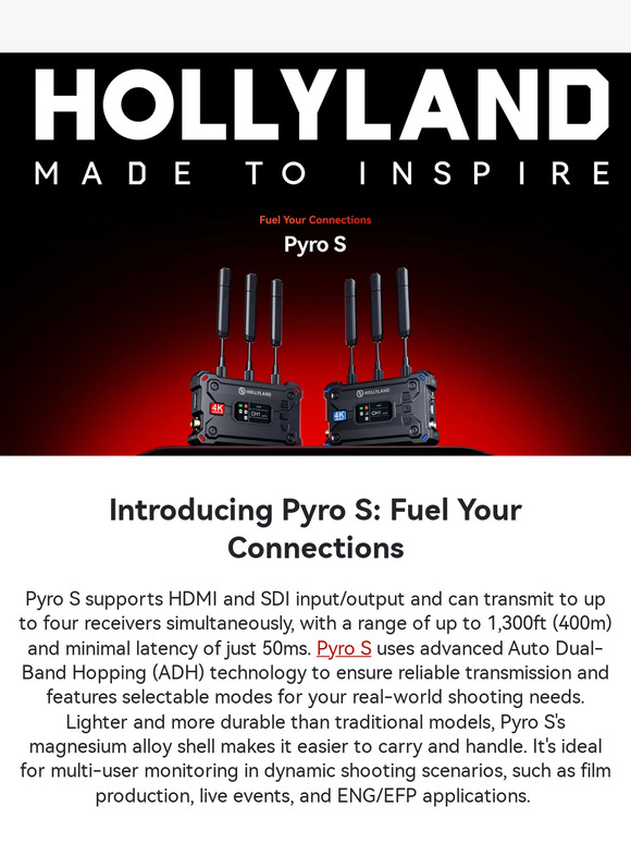 Hollyland: Introducing the Pyro S Wireless Video Transmission System. 🔥 | Milled