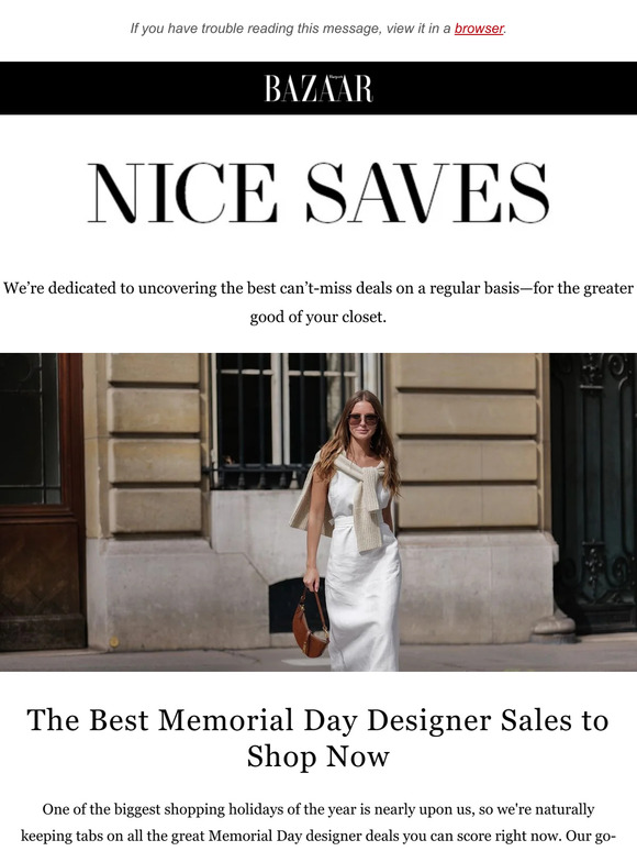 Harper's Bazaar: These Early Memorial Day Designer Sales Are Too Good to Gatekeep | Milled