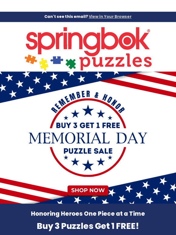 Springbok Puzzles: Celebrate with Puzzles: Memorial Day Buy 3, Get 1 ...