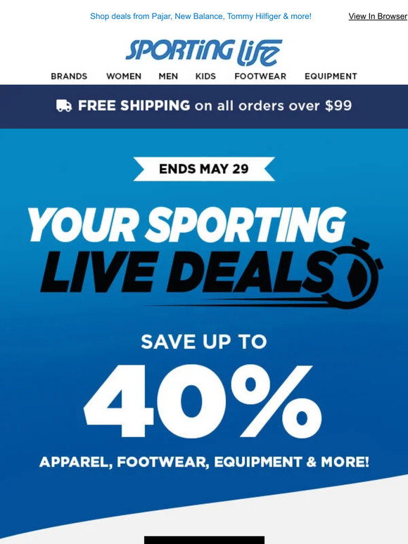 Sporting Life: Your Sporting Live Deals! Save up to 40% | Milled