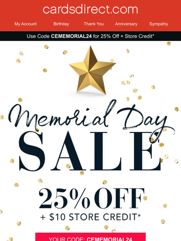 CardsDirect: Exclusive Early Access: SAVE 25% this Memorial Weekend ...