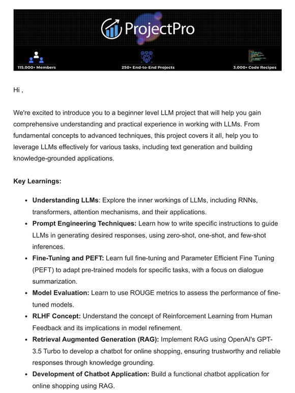 ProjectPro: Build and Fine-Tune Your First LLM Chatbot Model with ...