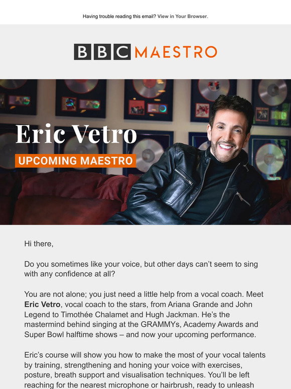 BBC Maestro: Meet your Maestro of singing: Eric Vetro 🎙️ | Milled