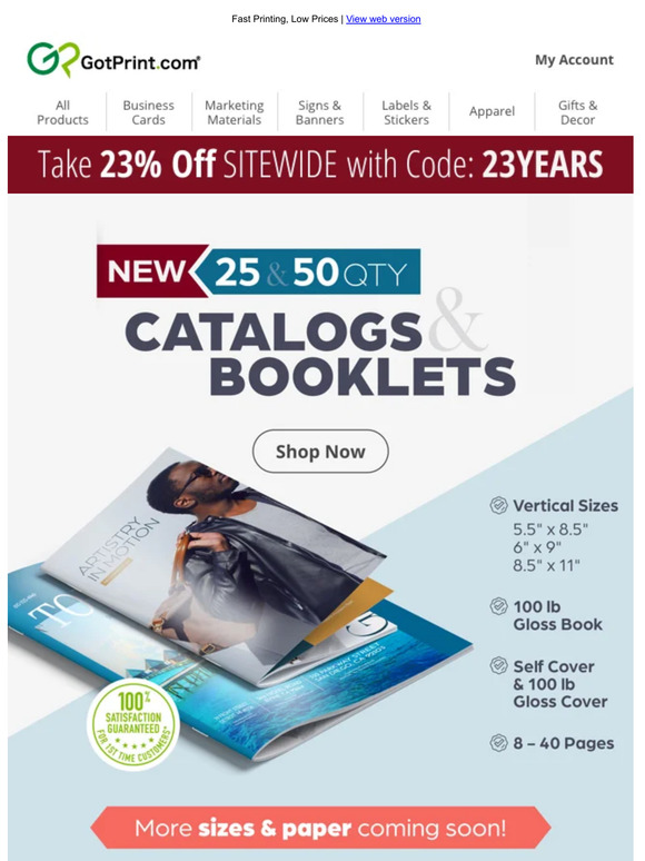 GotPrint: NEW Catalog & Booklet Quantities | Milled