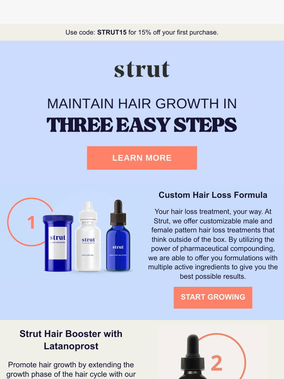 Strut: Maintain Hair Growth in 3 Easy Steps | Milled