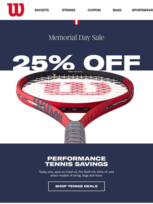 Wilson: 25% Off Performance Rackets & More This Memorial Day | Milled