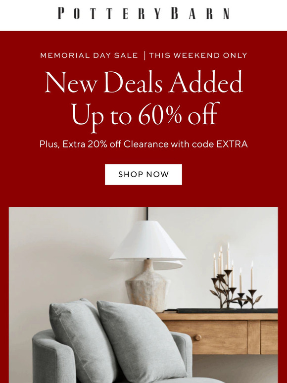 Pottery Barn Email Newsletters: Shop Sales, Discounts, and Coupon Codes