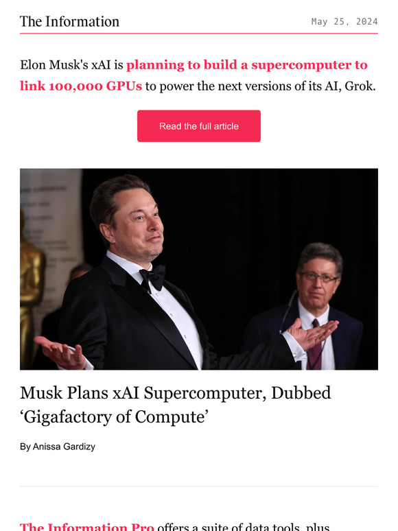 The Information: Exclusive: Musk Plans xAI Supercomputer, Dubbed ...