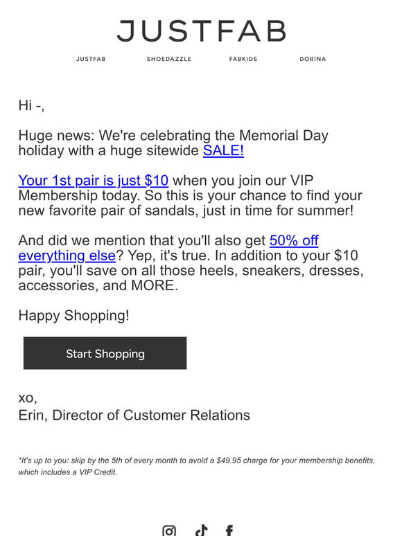 JustFab Email Newsletters: Shop Sales, Discounts, and Coupon Codes