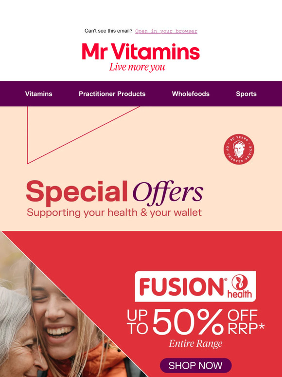 Mr Vitamins: Up to 50% Off Fusion & More 🚀 | Milled