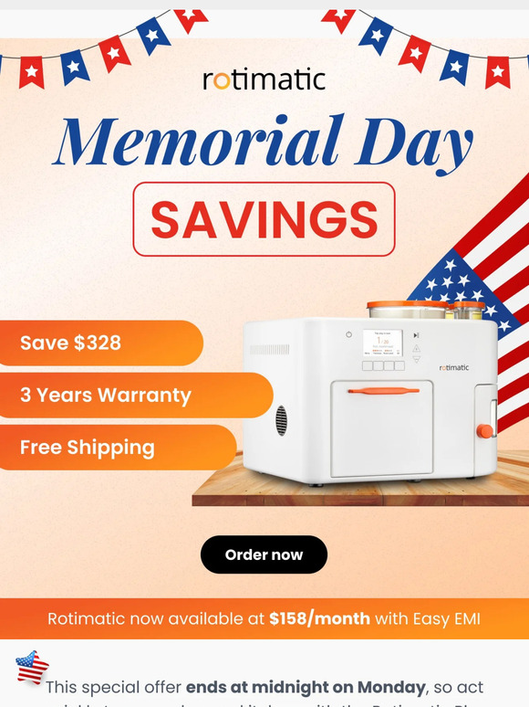 Rotimatic: Memorial Day: $328 Off Rotimatic Plus | Milled
