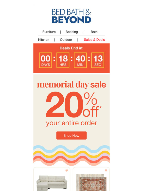 Bed Bath & Beyond: Memorial Day Doorbusters End 🔜 | Milled