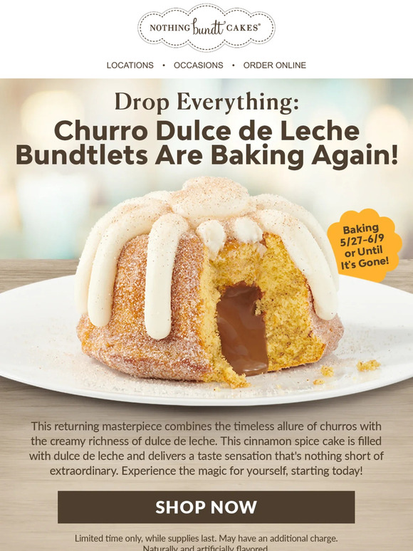 Nothing Bundt Cakes: Churro Dulce De Leche Bundtlets Are Back! | Milled