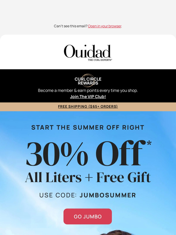 Ouidad: Hey, 30% off liters is gone at midnight | Milled