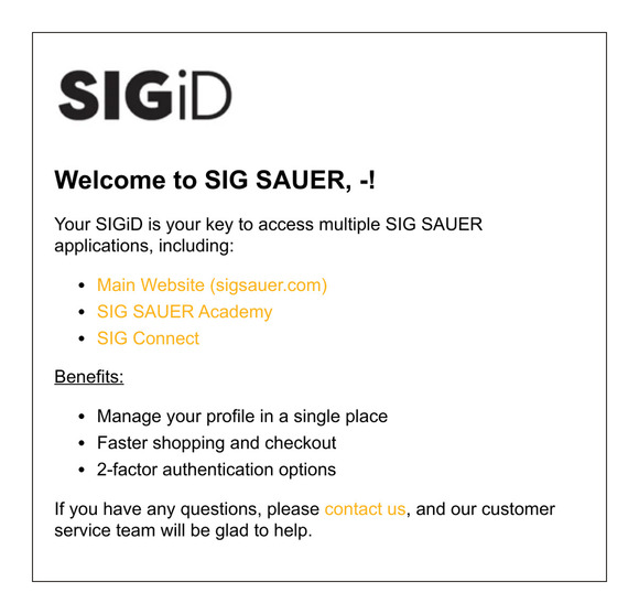 SIG SAUER: Welcome to your new SIGiD account | Milled