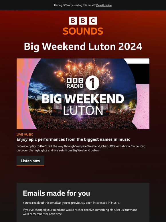 BBC: RAYE, Charli XCX, Coldplay, Sabrina Carpenter... Big Weekend 2024 ...
