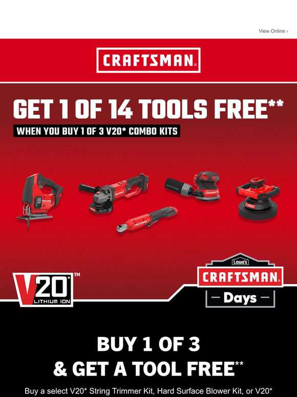 Craftsman: It's CRAFTSMAN® Days at Lowe's® | Milled