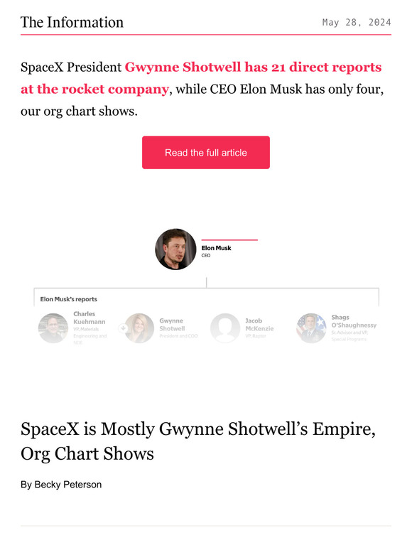 The Information: Exclusive: SpaceX is Mostly Gwynne Shotwell’s Empire ...