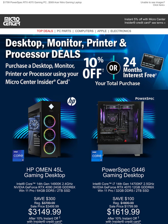 Micro Center: $3499 HP OMEN RTX 4090 Gaming PC...$999 ASUS ROG Strix ...
