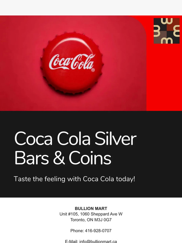 Bullion Mart: Coca Cola Silver Bars & Coins | Milled
