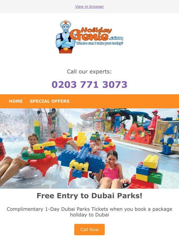 Holiday Genie: Free Entry to Dubai Parks | Milled