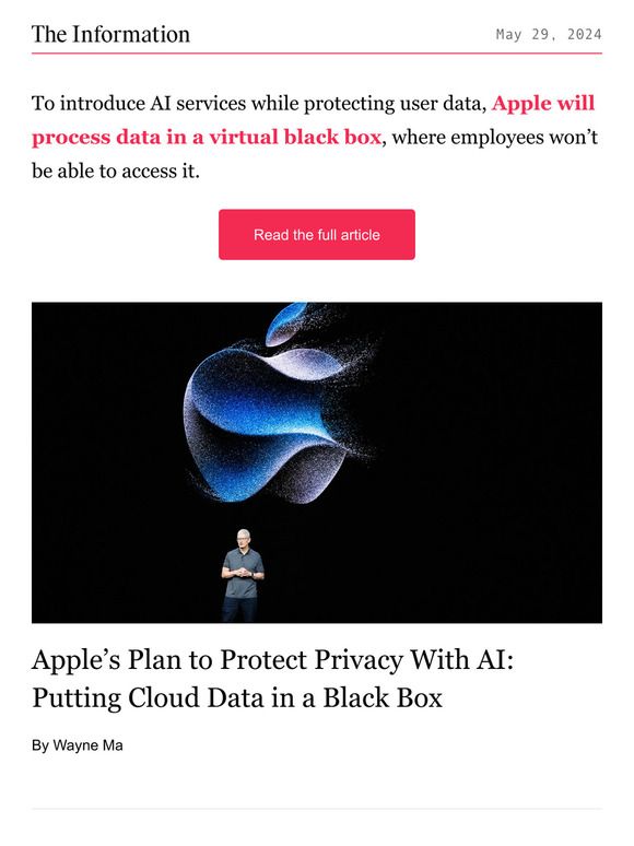 The Information: Apple’s Plan to Protect Privacy With AI: Putting Cloud ...