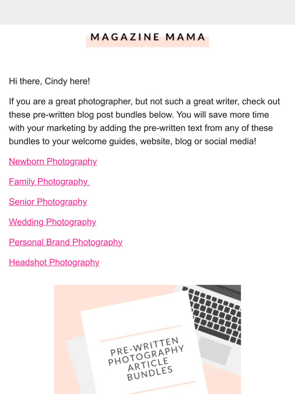 Magazine Mama: ️ Pre-Written Text You Can Use! | Milled