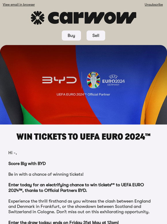 Carwow: Fancy winning tickets to UEFA EURO 2024™? | Milled