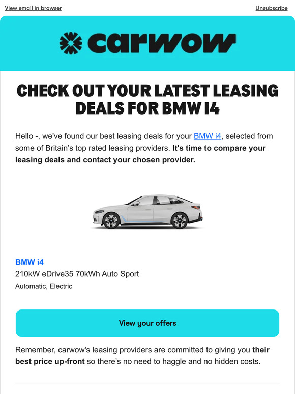 Carwow: Compare your latest leasing deals for BMW i4 | Milled