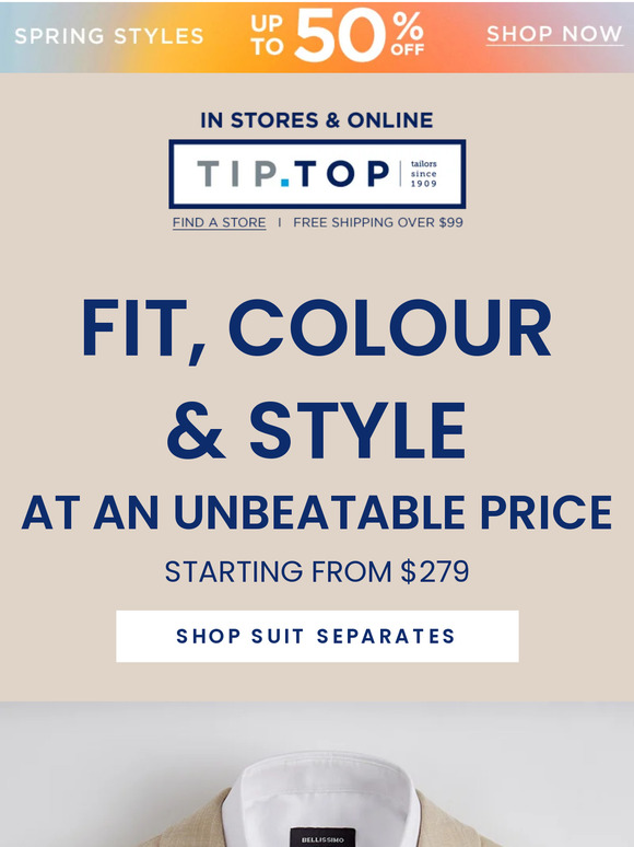Tip Top Tailors: Free Pants On All Suit Separates! | Milled