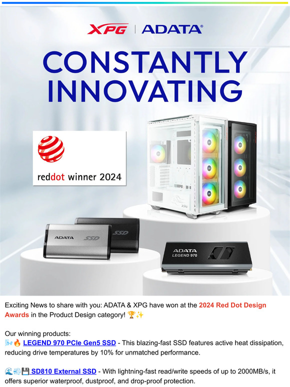 XPG: Celebrating Success: ADATA Takes Home Three 2024 Red Dot Design Awards!🏆 | Milled