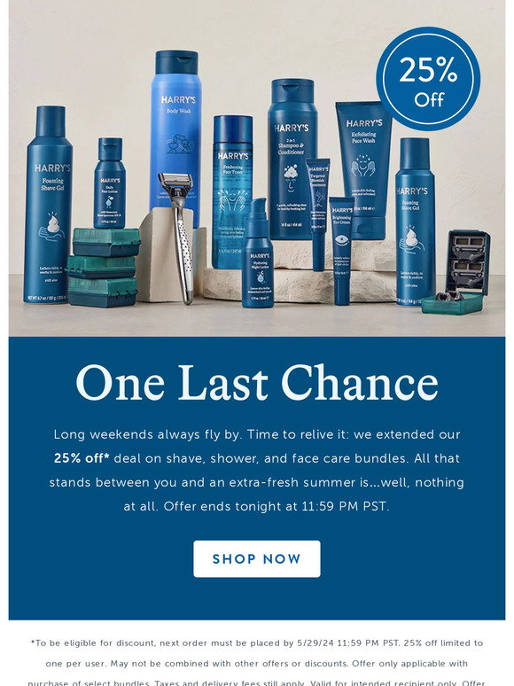 Harry's: 25% off extended 🥳 | Milled