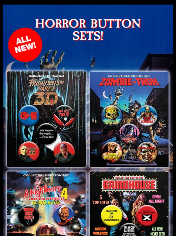 Gutter Garbs: Four NEW Horror Button Sets! | Milled