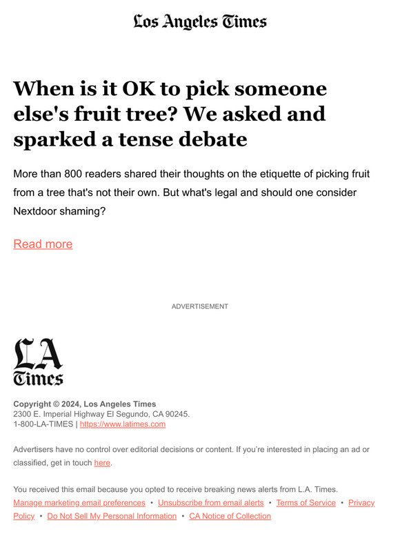 Los Angeles Times: When is it OK to pick someone else's fruit tree ...