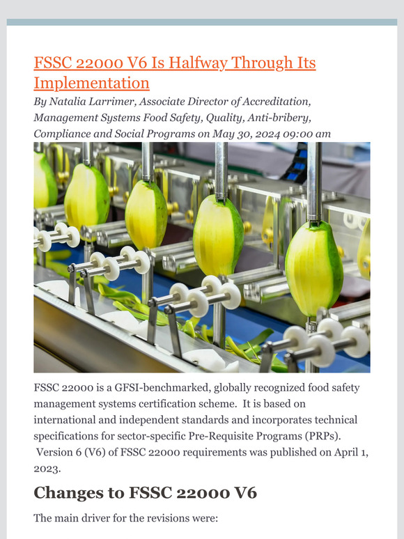 ANSI: New from the ANSI Blog: FSSC 22000 V6 Is Halfway Through Its ...